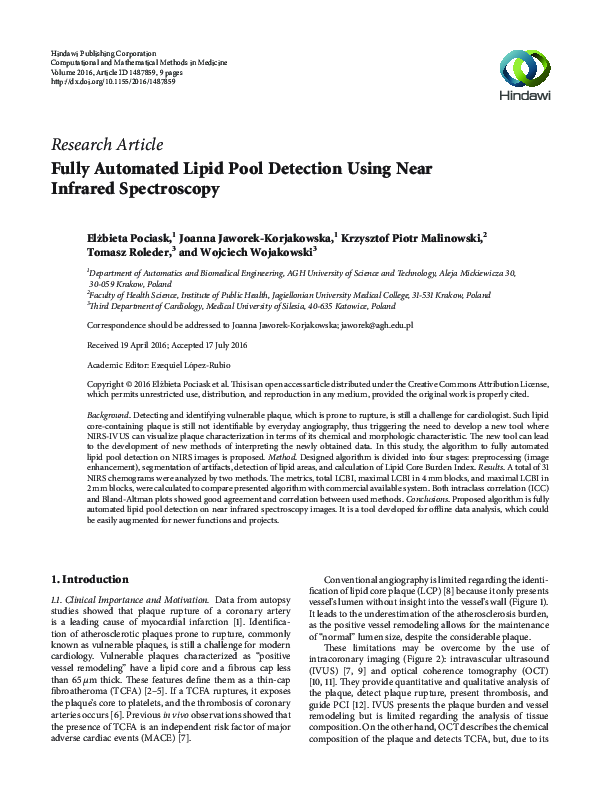 (PDF) Fully Automated Lipid Pool Detection Using Near Infrared Spectroscopy