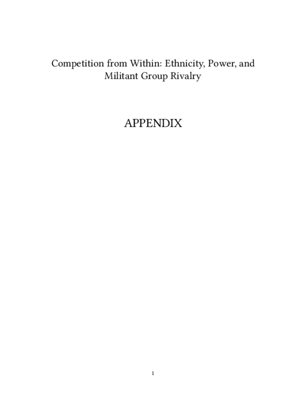 (PDF) Competition from Within: Ethnicity, Power, and Militant Group Rivalry