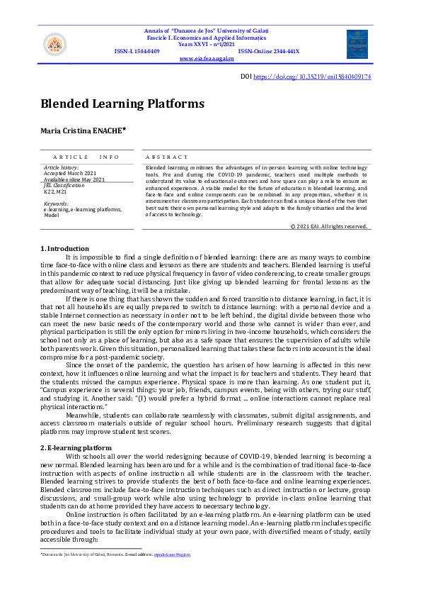 (PDF) Blended Learning Platforms
