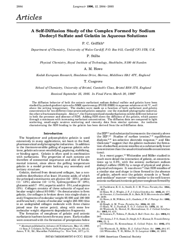 (PDF) A Self-Diffusion Study of the Complex Formed by Sodium Dodecyl Sulfate and Gelatin in ...