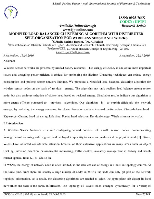 (PDF) Modified Load-Balanced Clustering Algorithm with Distributed Self-Organization for ...