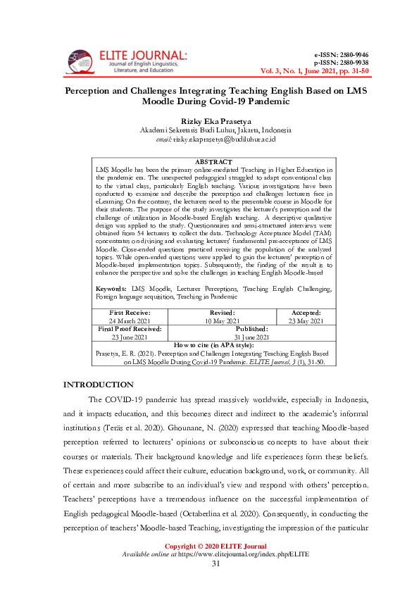 (PDF) Perception and Challenges Integrating Teaching English Based on LMS Moodle During Covid-19 ...