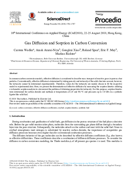 (PDF) Gas Diffusion and Sorption in Carbon Conversion