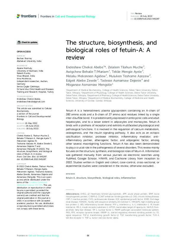 (PDF) The structure, biosynthesis, and biological roles of fetuin-A: A ...