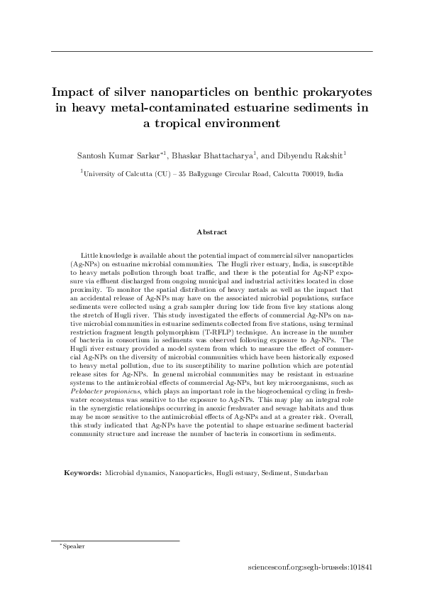 (PDF) Impact of silver nanoparticles on benthic prokaryotes in heavy ...