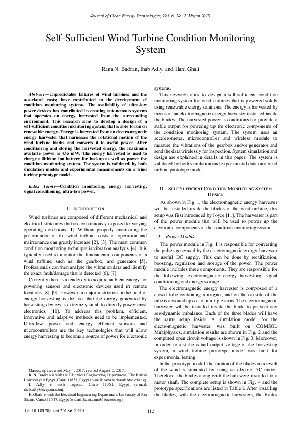 Pdf Self Sufficient Wind Turbine Condition Monitoring System