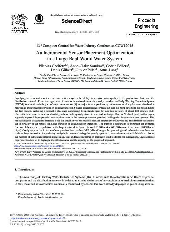 (PDF) An Incremental Sensor Placement Optimization in a Large Real ...
