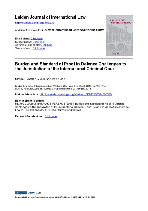 (PDF) Burden and Standard of Proof in Defence Challenges to the ...