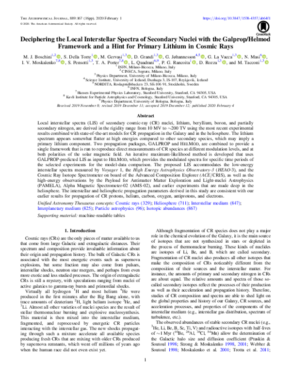 (PDF) Deciphering the Local Interstellar Spectra of Secondary Nuclei ...