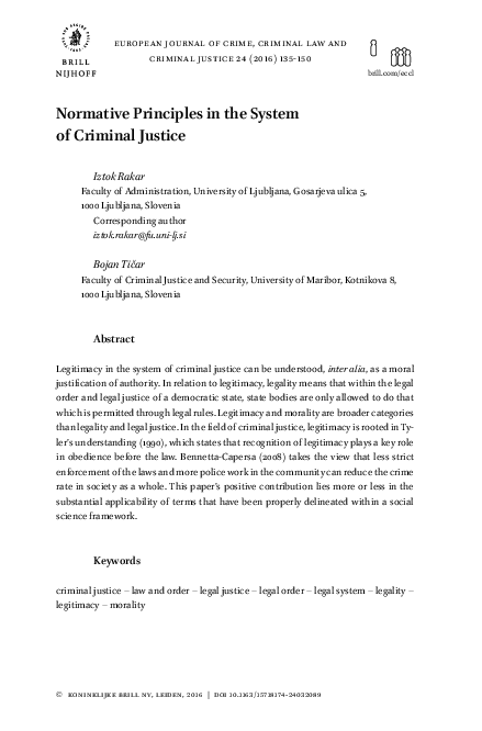(PDF) Normative Principles in the System of Criminal Justice