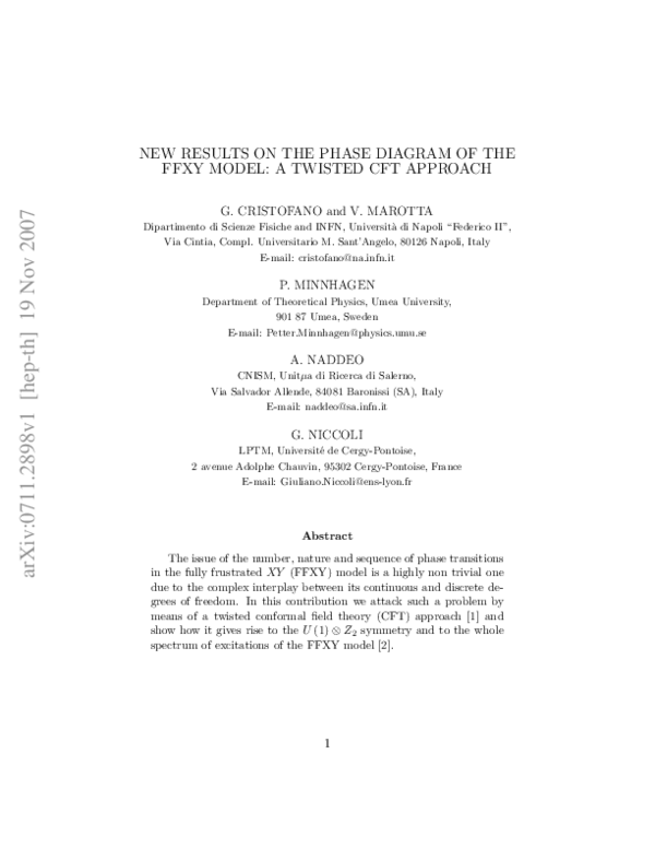 (PDF) New Results on the Phase Diagram of the Ffxy Model: A Twisted CFT ...