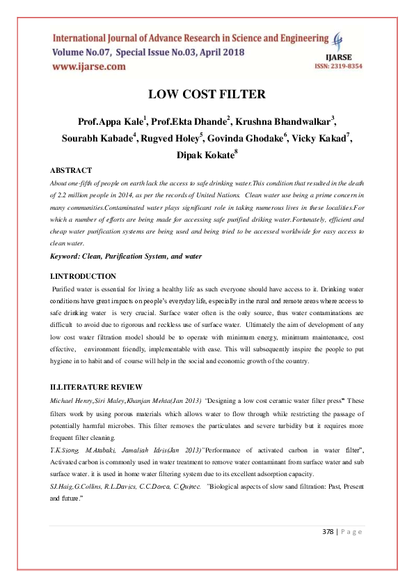 (PDF) LOW COST FILTER