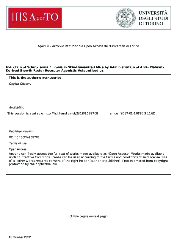 (PDF) Induction of Scleroderma Fibrosis in Skin-Humanized Mice by ...