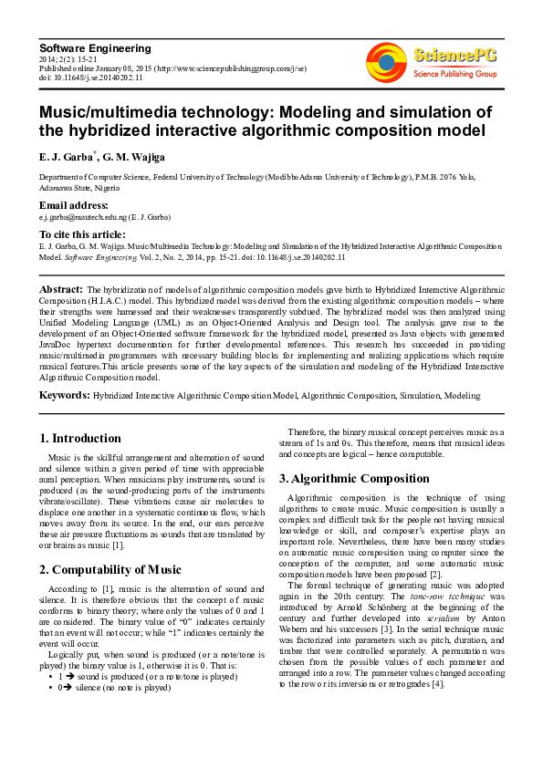 (PDF) Music/Multimedia Technology: Modeling and Simulation of the Hybridized Interactive ...