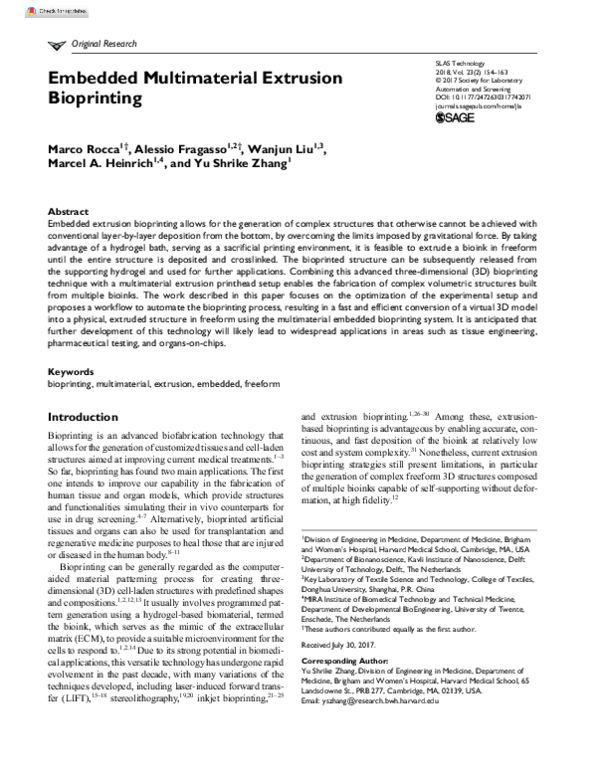 (PDF) Embedded Multimaterial Extrusion Bioprinting