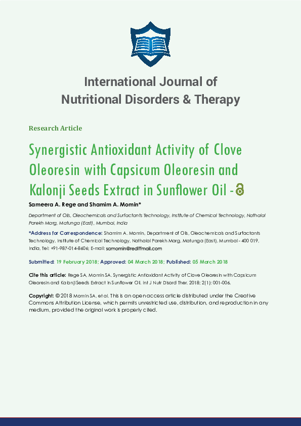 (PDF) Synergistic Antioxidant Activity of Clove Oleoresin with Capsicum Oleoresin and Kalonji ...