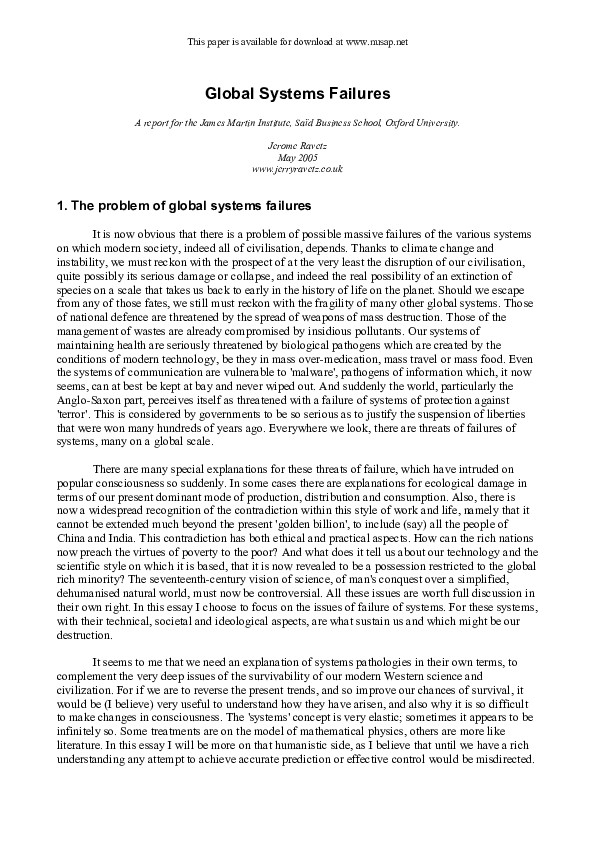 (PDF) Global Systems Failures