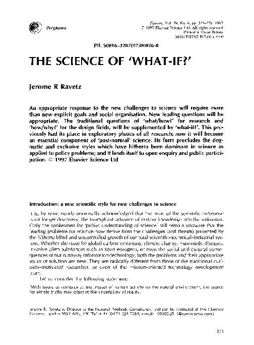 (PDF) The science of ‘what-if?’