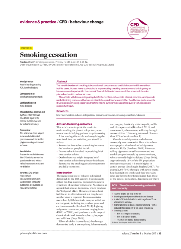 (PDF) Smoking cessation