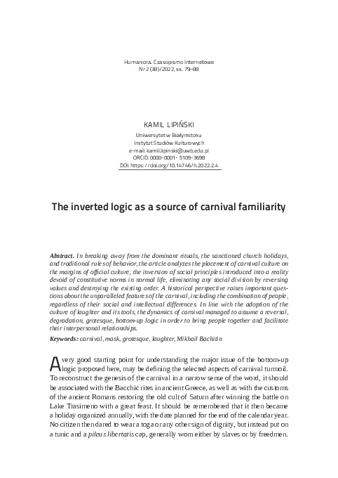 (PDF) The inverted logic as a source of carnival familiarity