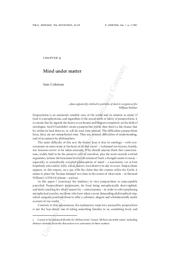 (PDF) Mind under Matter