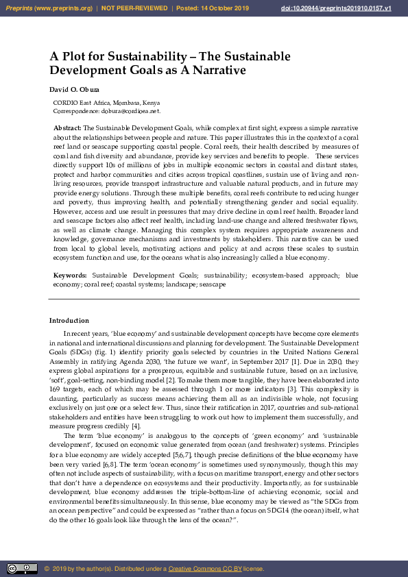 (PDF) A Plot for Sustainability The Sustainable Development Goals as A ...