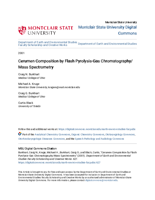 (PDF) Cerumen Composition by Flash Pyrolysis-Gas Chromatography/Mass ...