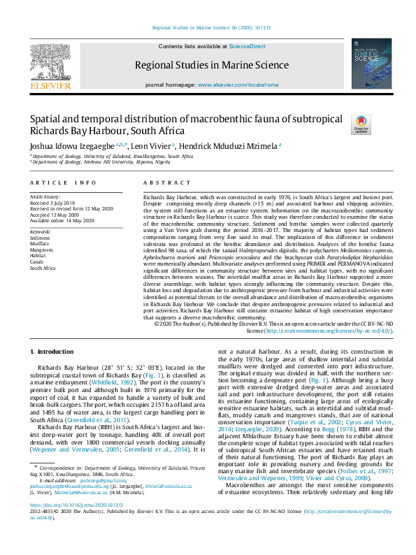 (PDF) Spatial and temporal distribution of macrobenthos in different ...