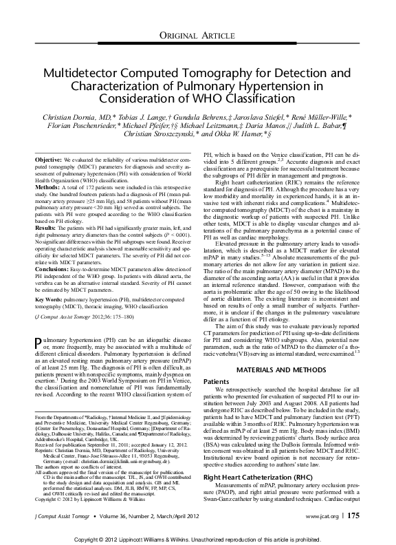 (PDF) Multidetector Computed Tomography for Detection and Characterization of Pulmonary ...