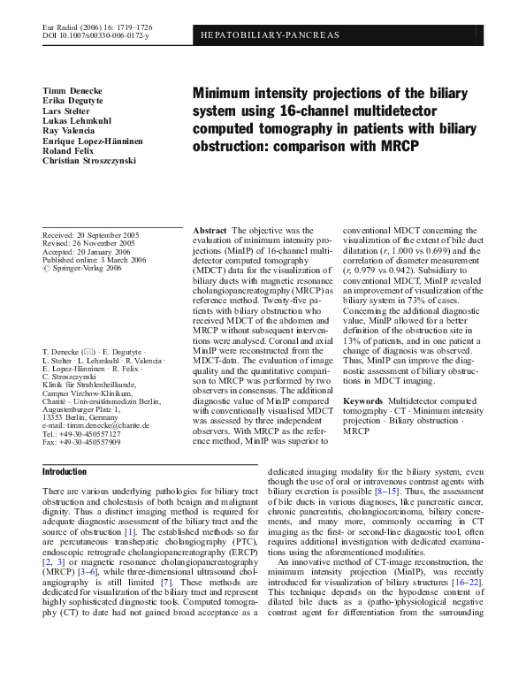 (PDF) Minimum intensity projections of the biliary system using 16 ...
