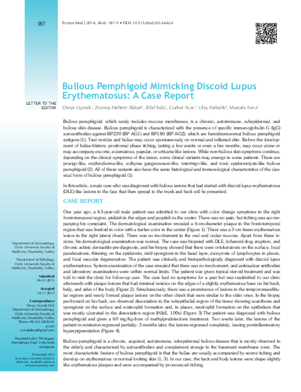 (PDF) Bullous Pemphigoid Mimicking Discoid Lupus Erythematosus: A Case ...