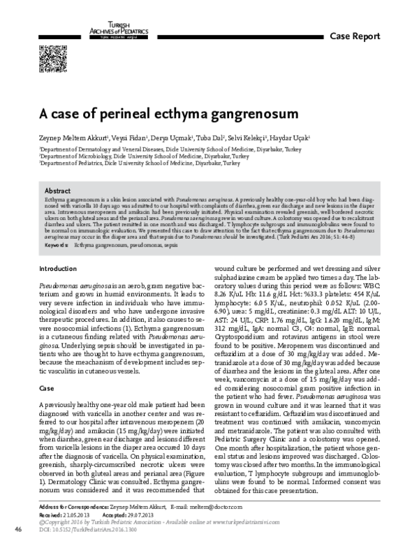 (PDF) A case of perineal ecthyma gangrenosum