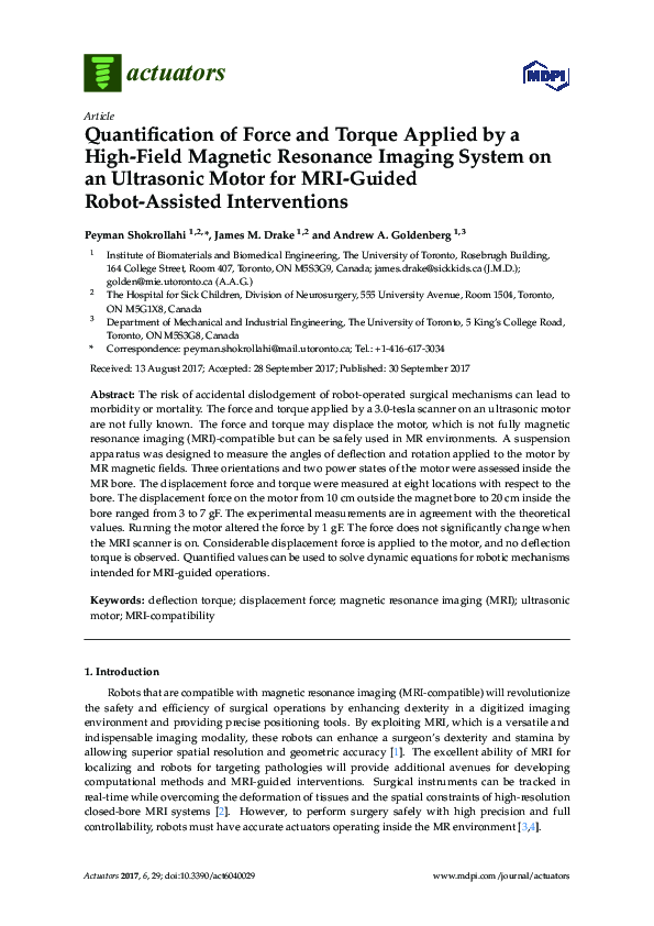 (PDF) Force and Torque Analysis in MRI-Guided Robots