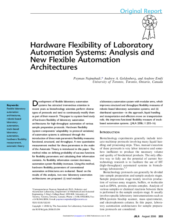 (PDF) Hardware Flexibility of Laboratory Automation Systems: Analysis and New Flexible ...