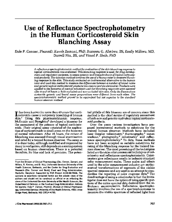 (PDF) Use of Reflectance Spectrophotometry in the Human Corticosteroid ...