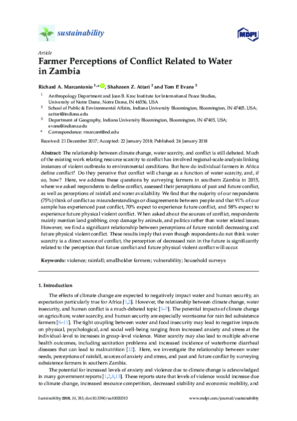 (PDF) Farmer Perceptions of Conflict Related to Water in Zambia ...