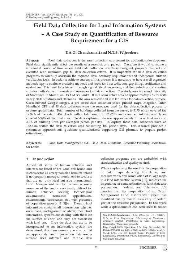 (PDF) Field Data Collection for Land Information Systems – A Case Study ...