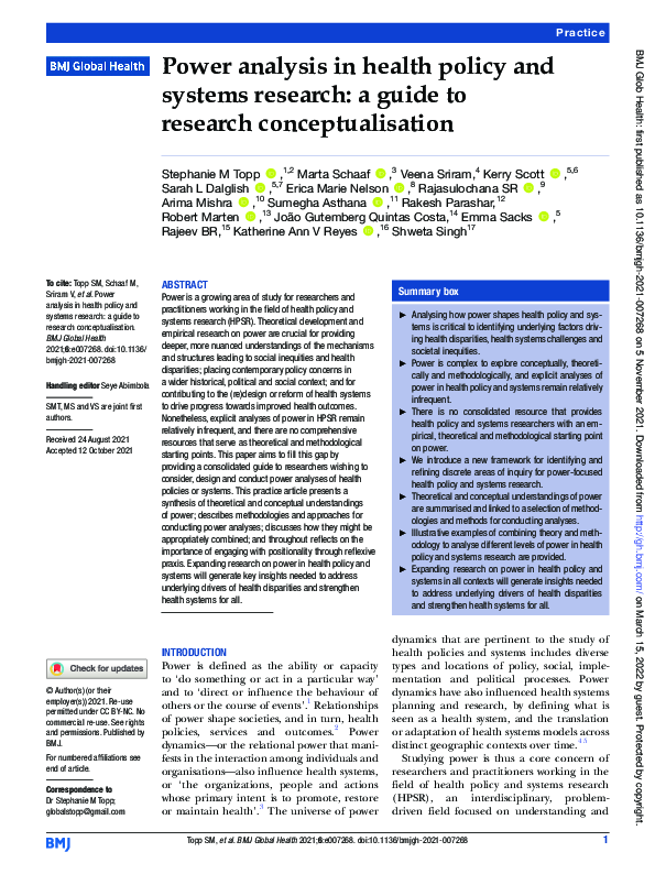(PDF) Power analysis in health policy and systems research: a guide to ...
