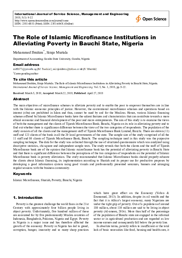 (PDF) The Role of Islamic Microfinance Institutions in Alleviating ...