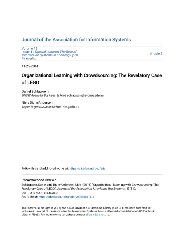 (PDF) Organizational Learning with Crowdsourcing: The Revelatory Case ...