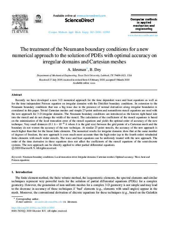 Pdf The Treatment Of The Neumann Boundary Conditions For A New Numerical Approach To The