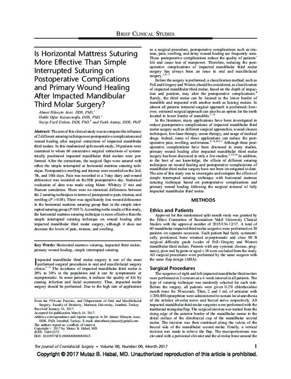 (PDF) Is Horizontal Mattress Suturing More Effective Than Simple ...