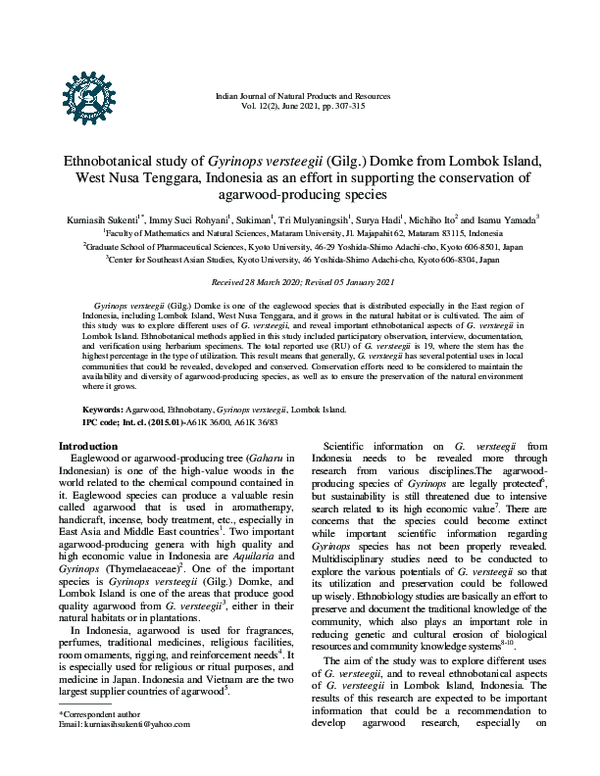 (PDF) Ethnobotanical study of Gyrinops versteegii (Gilg.) Domke from ...