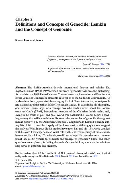 (PDF) Definitions and Concepts of Genocide: Lemkin and the Concept of ...