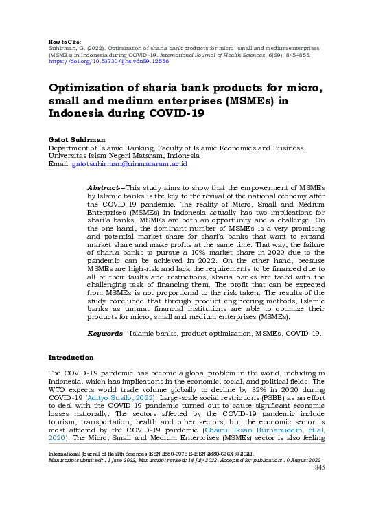 (PDF) Optimization of sharia bank products for micro, small and medium ...