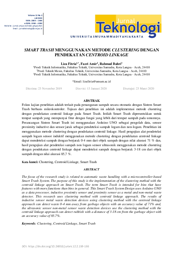 (PDF) Smart Trash Menggunakan Metode Clustering Dengan Pendekatan Centroid Linkage