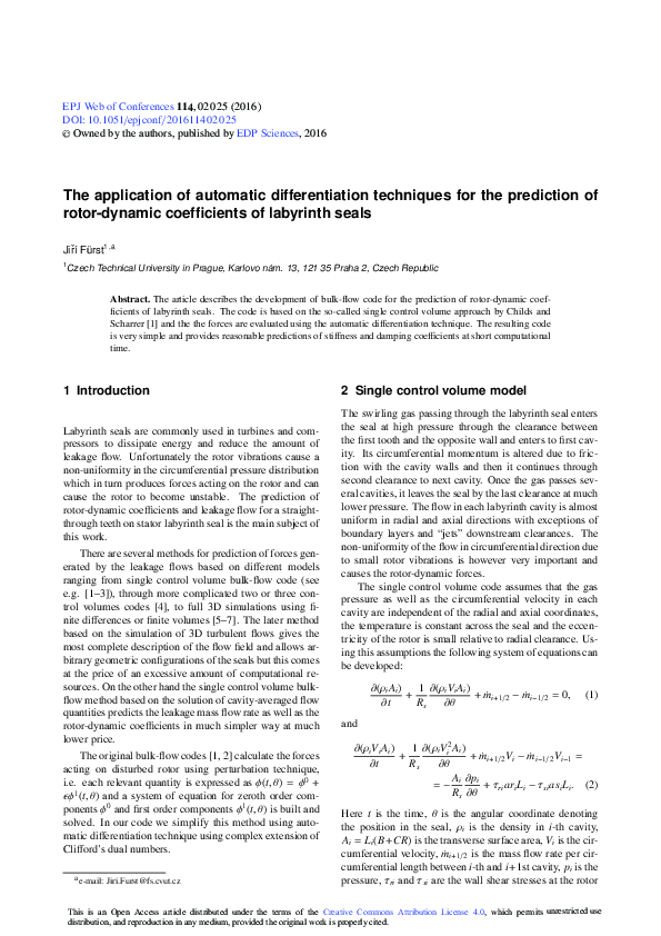 (PDF) The application of automatic differentiation techniques for the prediction of rotor ...