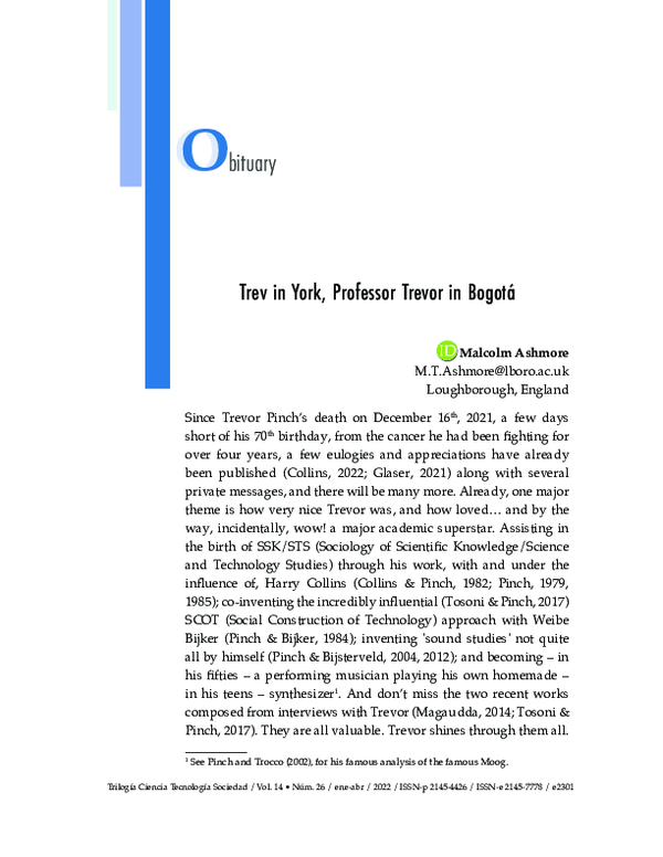 (PDF) Trev in York, Professor Trevor in Bogotá