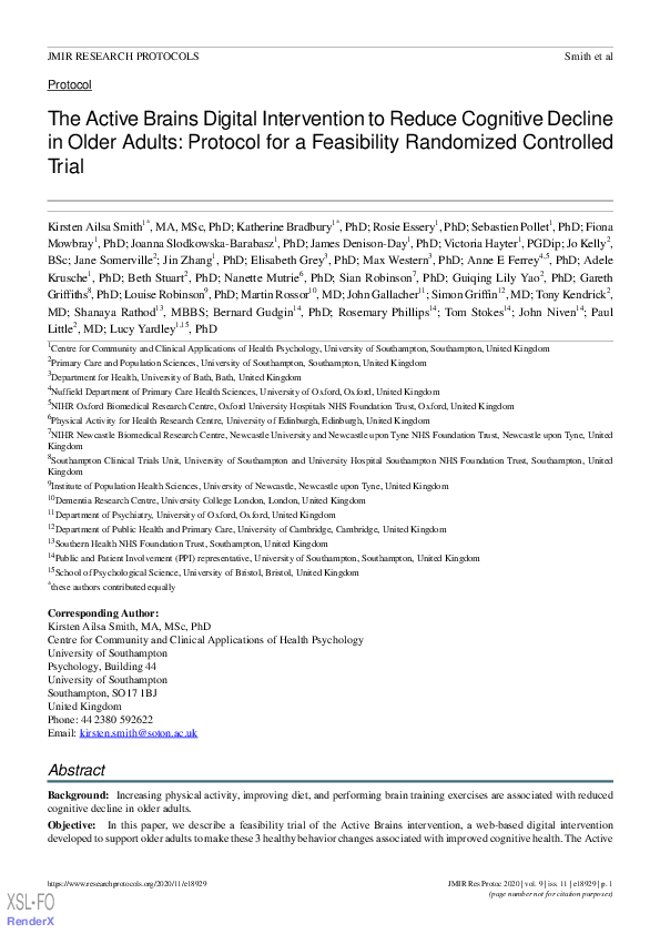(PDF) Active Brains - a Digital Intervention to Reduce Cognitive ...