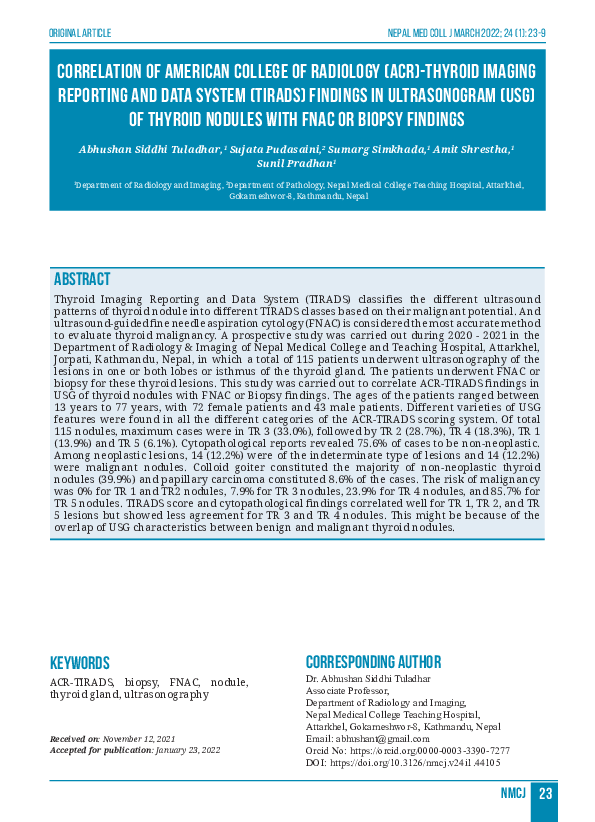 (PDF) Correlation of American College of Radiology (ACR)-Thyroid ...